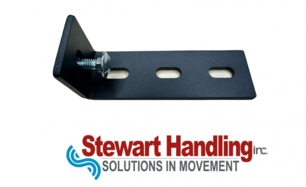 Bracket for univeral rigid conveyor side rail. For use at end of runs ...